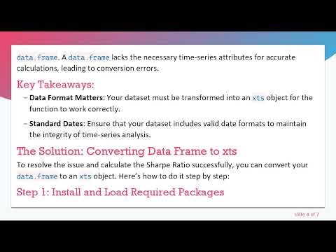 Solving the Time-Series Error When Calculating Sharpe Ratio in R