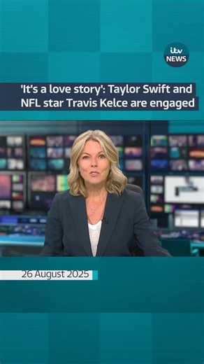 Taylor Swift has announced her engagement to Travis Kelce. In a five-photo post on Instagram, the superstar singer and the NFL football player revealed their engagement after two years together. The photos feature the pair in a garden surrounded by flowers with Kelce on one knee. #itvnews | ITV News