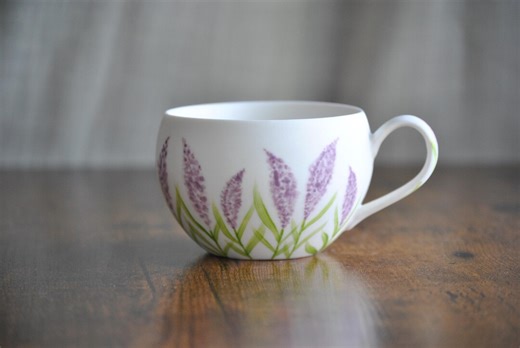 Handmade Lavender Floral Ceramic Mug – Hand-painted Botanical Design Gift for Her - Etsy