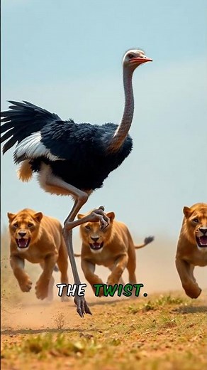 Ostrich being chased by Lions ...