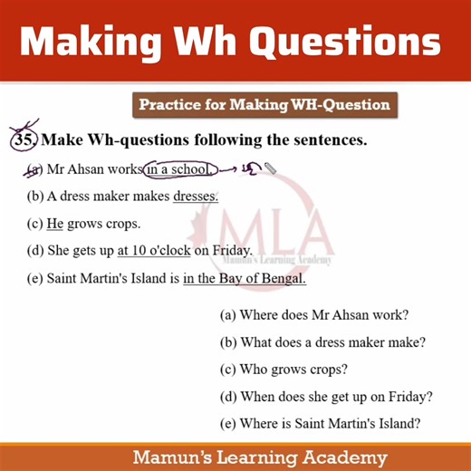 Making WH-Question II Practice II Class Five II Scholarship-2025 II Class No-35 #whquestions #viralreelschallenge #viralvideochallenge #viralchallenge #whquestions | Mamun's Learning Academy