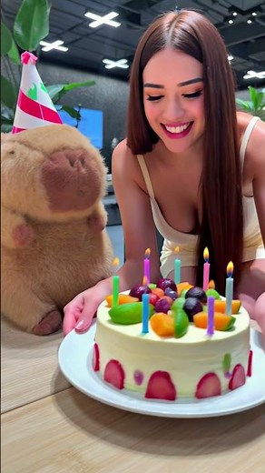 Happy Birthday~🍰👄 #cute #capybara #funnyanimals #healing #happybirthday #pets