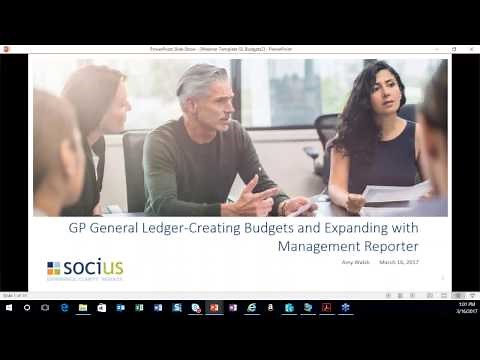GP General Ledger Creating Budgets and Management Reporter