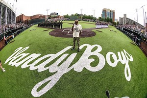 Vandy United! Men's basketball coach Jerry Stackhouse sings the National Anthem at the Vandy Boys Super Regional. Go Dores! | Vanderbilt University