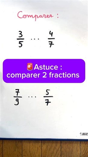 Comparer 2 fractions. #shorts #maths #fractions #collège #prof