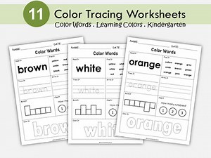 Color Words Worksheets, Sight Words Practice Sheets, Kindergarten, T-277