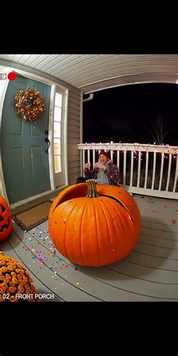 Giant Pumpkin Prank Explosion Caught on CCTV | Halloween Confetti Blast in 4K | AI Spectrix #shorts