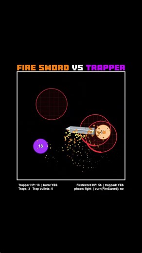 Fire Sword VS Trapper Simulation