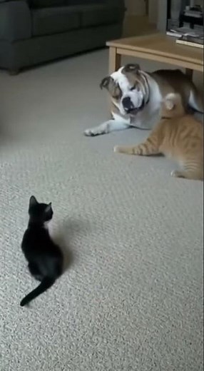 Protective Cat MOM Rushes to Save Kitten from Big Dog! 🚨 - #Shorts