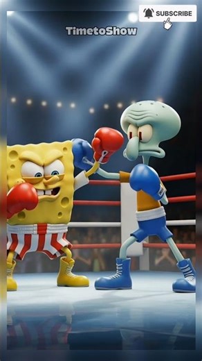 EPIC FIGHT‼️Spongebob vs Squidward in the Boxing Ring!🥊 #shortvideo #spongebob #squidward