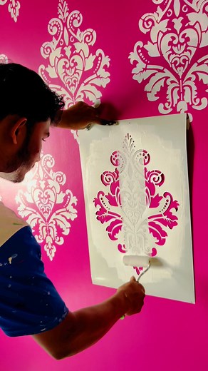 3.3M views · 49K reactions | Wall staincil design painting #wall art | sakil pinter | Facebook