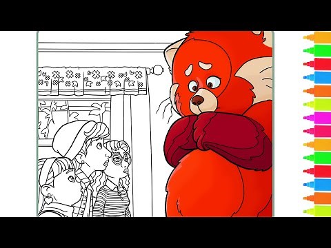 Coloring Mei Mei as Giant Red Panda, Miriam, Abby, Priya | Disney Pixar Turning Red