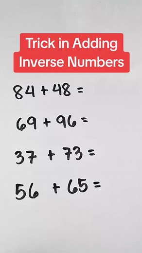 Trick in Adding Inverse Numbers - Learn Math Tricks