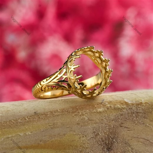 Sterling Silver Ring Collet: 12x10 MM Oval Gemstone Cup - Etsy