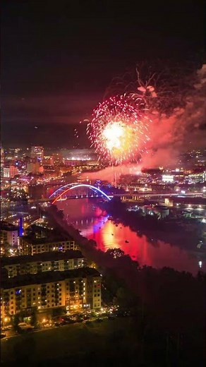 EPIC DOWNTOWN FIREWORKS - drone 4K - July 4th over NASHVILLE TN