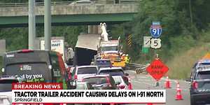 Traffic backed up on I-91 North following tractor trailer crash in Springfield