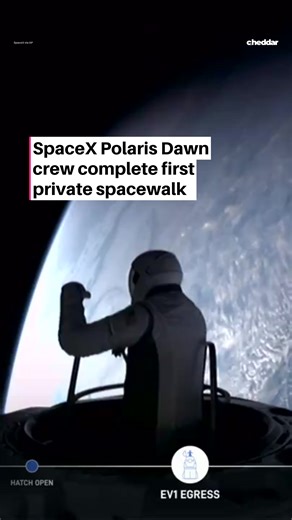 Tech billionaire Jared Isaacman made history by conducting the first private spacewalk, emerging from a SpaceX capsule hundreds of miles above Earth. This venture, which tested SpaceX's new spacesuits, saw Isaacman performing the spacewalk before SpaceX engineer Sarah Gillis joined him briefly outside. Unlike NASA's lengthy spacewalks, which can last up to eight hours, this spacewalk was quick, lasting under two hours with the hatch open for just half an hour. | cheddar news