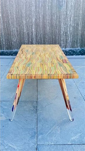 Coffee table made from recycled skateboards & epoxy! Order yours at barousseworks.com ✨