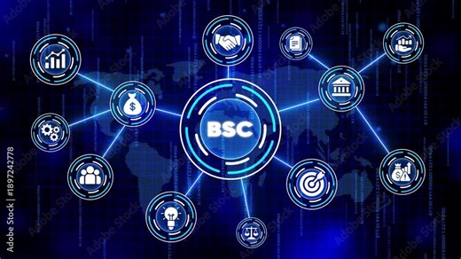Business Strategy Concept B S C Balanced Scorecard Infographic with and Graphs on Blue Background