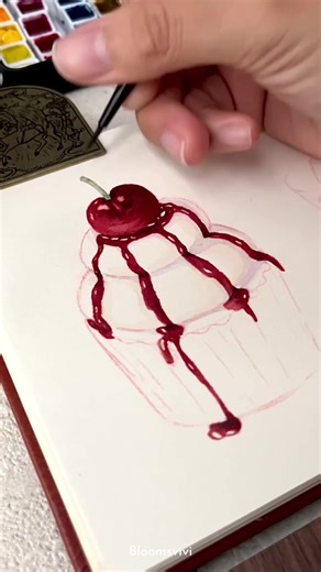 Watercolor Painting: Cherry Cupcake Tutorial