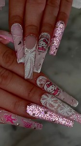 34K views · 390 reactions | #Riya Products used: - Extend gel glue - 2XL coffin tips - snow shite loose glitter - Gel Polish #171 #177 - Water decal Christmas - Rhinestone glue #intactgel ️Shop now RiyasNails.com | Riya's Nails | Facebook