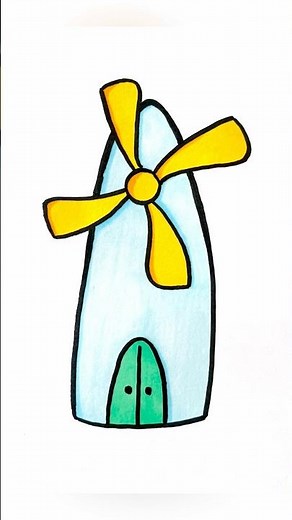 How to draw a windmill | easy drawing for kids #simple #stepbystep #artforkids #kidsvideo #kidsart