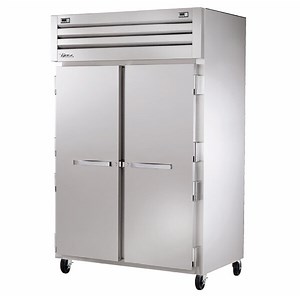 True STR2DT-2S Spec Series 52 5/8" Stainless Steel 2 Section Solid Door Dual Temperature Reach-In Refrigerator / Freezer