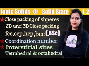 lec.2|Ionic Solids| close packing of identical solid sphers| co-ordination no.| interstitial sites