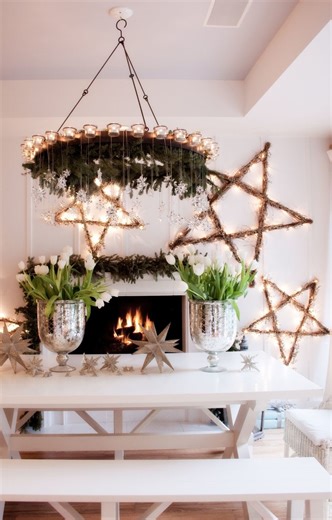 Cher Beall on Instagram: "How To Inexpensively Decorate A Large Wall For The Holidays⭐️ DIY Materials: 🌲@amazon 🌲@michaelsstores Thanks for watching! Comment “merry” for more Christmas fun!✨ #cherbeall #homedecor ⁠#holidaydecor #seasonal #holidaydecorating #christmas #christmascraft #craft"