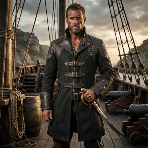 Steampunk Pirate Coat | Dieselpunk Gothic Festival Outfit | Hybrid Cowhide & Wool Frock Coat | Wasteland Warlord Tunic - Etsy UK