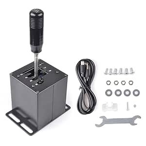 CNRAQR PC USB Simulator Shifter 6+R H Gear Shifter for LO GITECH G29/G27/G25/G920, T300RS/GT, Compatible with Gearshift PC Windows Steering Wheel for ATS ETS Dust WRC Sim Racing Game