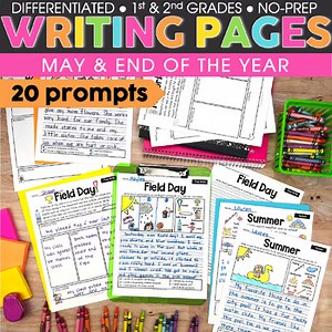 May Writing Prompts Paper with Picture Box & Graphic Organizer - 1st & 2nd Grade