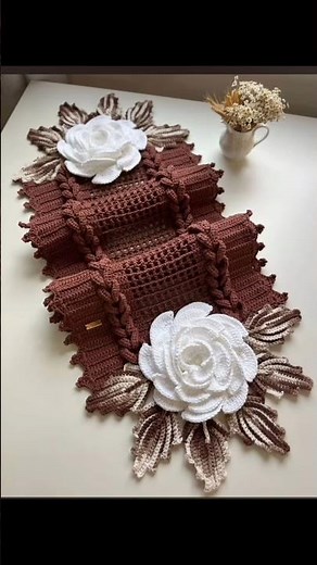 handmade crochet table runner design