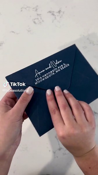 POV opening our wedding invitation 🤍 #weddinginvitation #weddinginspo #weddinginvites #weddinginviteinspo #weddinginvitationcard #weddingmail #weddinginvitationsuite #bridetok #bridetobe #2023bride #midwestbride #modernbride #bluewedding #decklededge #decklededgeinvitations #typeabride #organizedbride deckled edge wedding invites, torn edge wedding invites, ripped edge wedding invites, casual wedding invitations, navy blue wedding invites