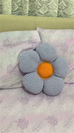 Diarit twins ♡ on Instagram: "Crochet flower pillow 🌸💜 Hand made with love Dm for order🙂 . . . [bouqet,ribbon bouquet,crochet,diy,small business owner,handmade,Pinterest,cute,craft,keychains,flowers,frames,accessories,claw clip] . . . #crochet #reels #trending #art #fyp"