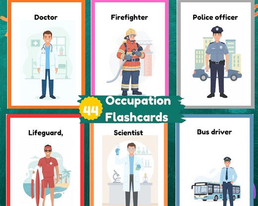 Occupation Flashcards for Kids Printable, 44 Community Helpers & Jobs Cards for Preschool Learning - Etsy