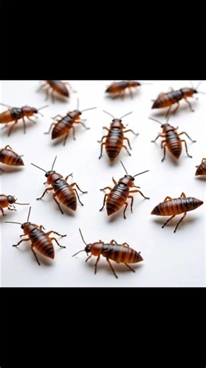 Realistic lots of cockroaches on white background