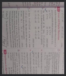 Find the torque of a force F=-3 \hat{i}+\hat{j}+5 \hat{k} actin... | Filo