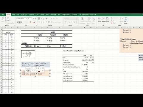 Paired t-test with Ms Excel and its interpretation