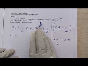 Confidence Interval for mean (Small Sample)