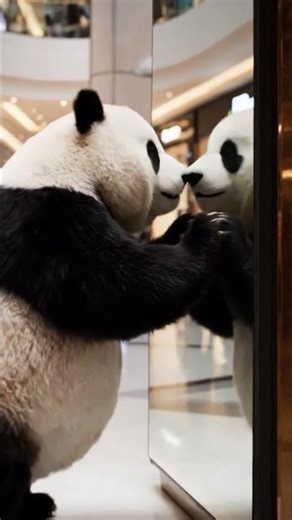 Panda Gets SCARED by His Own Reflection in the Mall | Nebula Shots