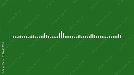 Abstract white audio spectrum visualizer, dynamic sound frequency animation, music equalizer bars motion, voice waveform display, Green background video, seamless 4k