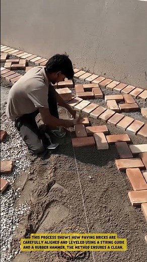 Laying paving bricks using a hammer – Good Tools and Machinery in Daily Work