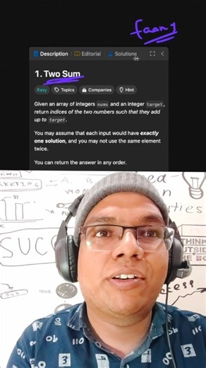 Sunny your friendly neighborhood DSA bro | Ee question enni sarlu adugutharu ra babu.l . Most asked faang question ( leet code 1 ) . Two Sum Problem . Let's see how to solve this... | Instagram