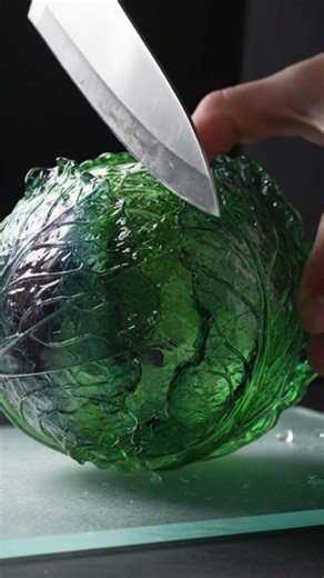 Glass Cabbage ASMR Cut 🥬✨ | Ultra-Realistic Crystal Vegetable Slicing