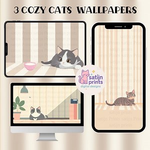 Cozy Cat Wallpaper: Cozy Phone & Desktop Backgrounds (digital Download) - Etsy