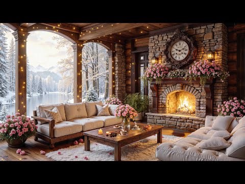 Relaxing Spring Jazz Music 🌸 Relaxing Piano Music & Fireplace Ambience for Study, Work, or Sleep