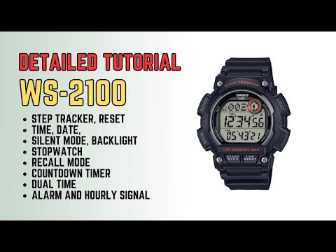 Casio WS-2100H Full Tutorial | Step Tracker, Settings, Time & Date Setup, Stopwatch, Timer & More
