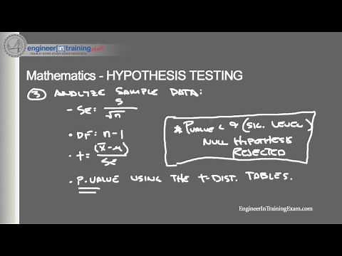 Hypothesis Testing -- Fundamentals of Engineering FE EIT Exam Review