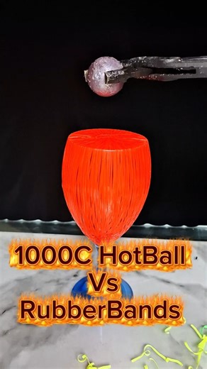 1000°C Hot Ball vs Rubber Bands – COLOR EXPLOSION! 😱🌈🔥 #asmr #satisfying #experiment #hotball